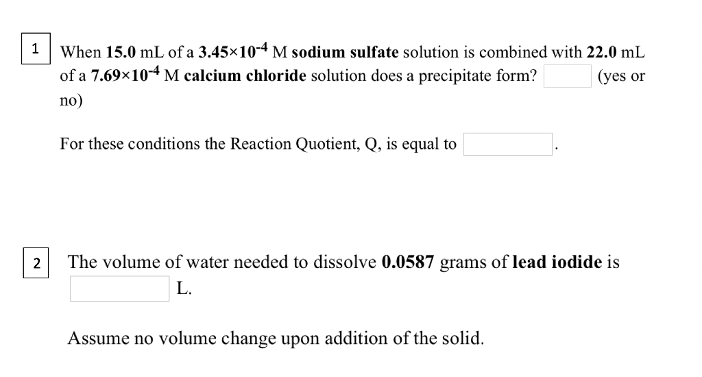 Solved 1 When 15.0 mL of a 3.45x10-4 M sodium sulfate | Chegg.com