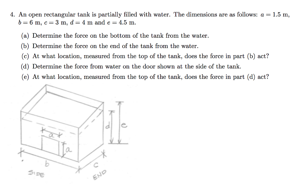 Solved 4. An open rectangular tank is partially filled with | Chegg.com