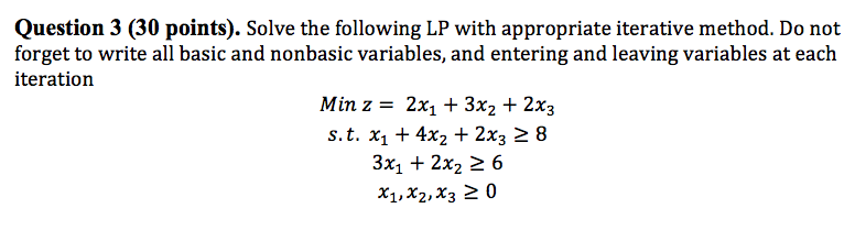 Solved Solve the following LP with appropriate iterative | Chegg.com