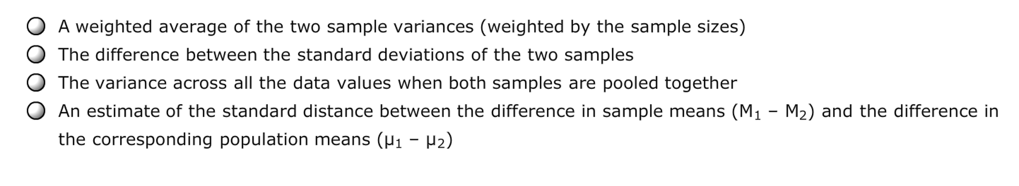 Solved Differentiating Pooled Variance And The Estimated 