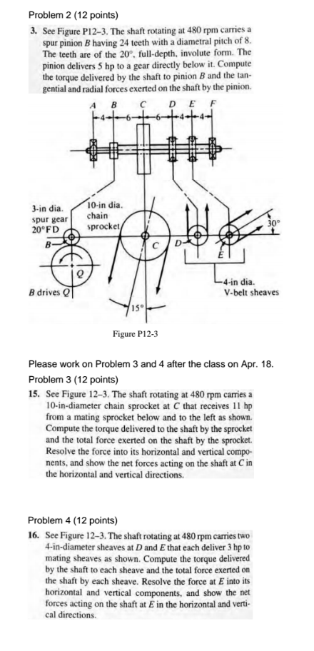 See Figure P12-3. The shaft rotating at 480 rpm | Chegg.com