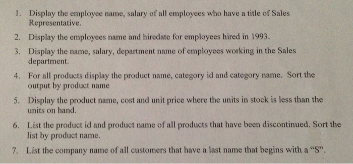 Solved Display the employee name, salary of all employees | Chegg.com