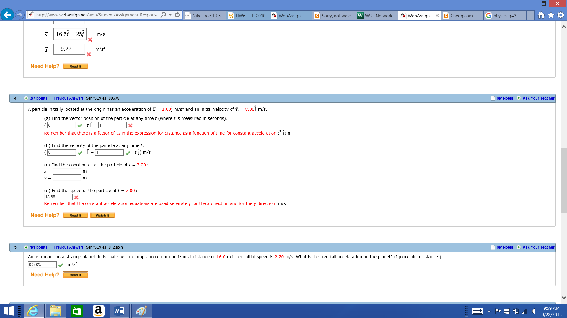 Solved A particle initially located at the origin has an | Chegg.com