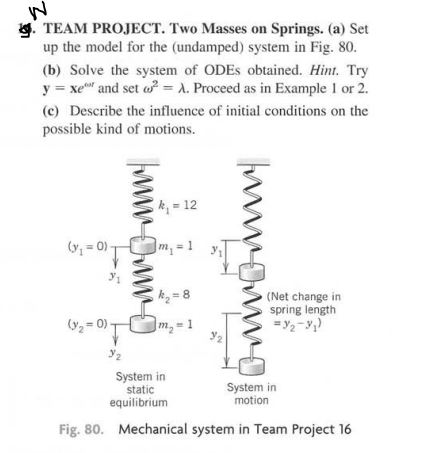 Solved TEAM PROJECT. Two Masses on Springs. (a) Set up the | Chegg.com