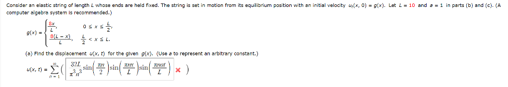 Solved Consider an elastic string of length L whose ends are | Chegg.com