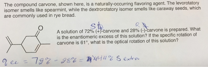 Solved The compound carvone, shown here, is a | Chegg.com