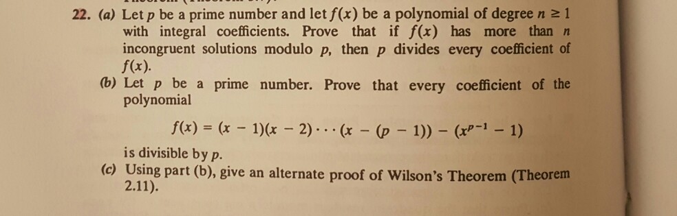 Solved 22. (a) Let p be a prime number and let f(x) be a | Chegg.com
