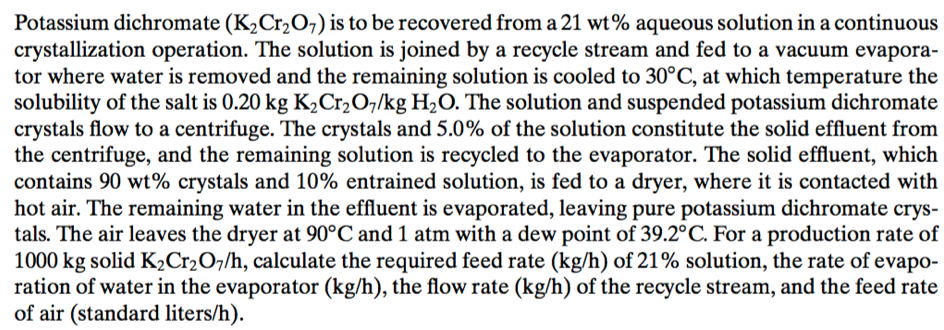 Potassium dichromate (K_2Cr_2O_7) is to be recovered | Chegg.com