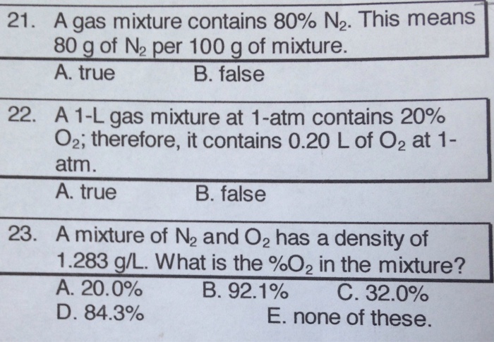 Solved A gas mixture contains 80% N_2. This means 80 q of | Chegg.com
