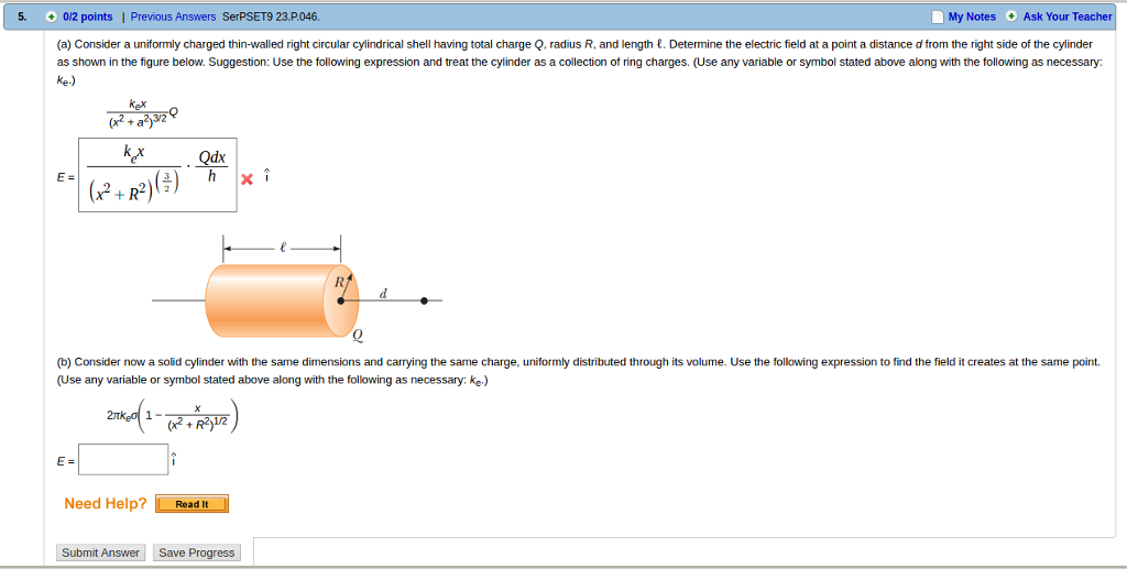 Solved Consider a uniformly charged thin-walled right | Chegg.com
