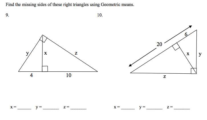Solved Find the missing sides of these right triangles using | Chegg.com