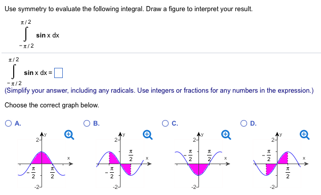 Solved Use symmetry to evaluate the following integral. Draw | Chegg.com