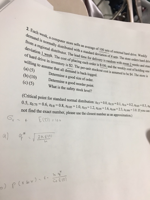 Solved Each week, a computer store sells an average of 100 | Chegg.com