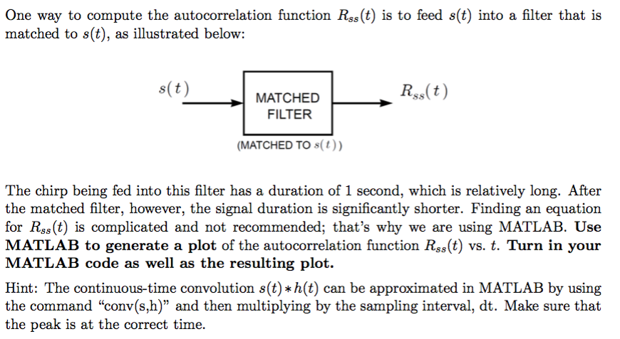 Solved Use Matlab To Generate A Plot Of The Autocorrelation 4384