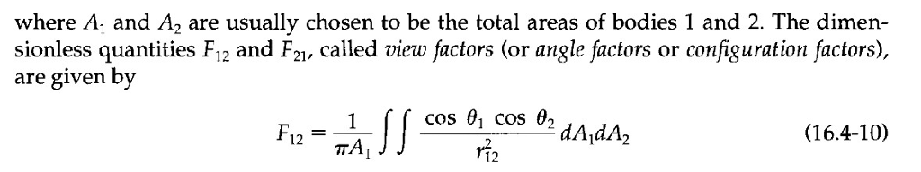 Solved 16C.1. Integration of the view-factor integral for a | Chegg.com