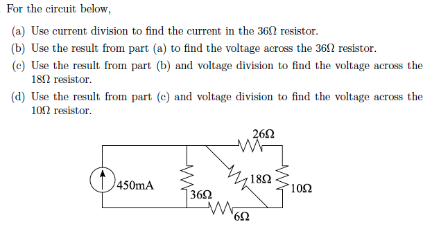 Solved For the circuit below, (a) Use current division to | Chegg.com