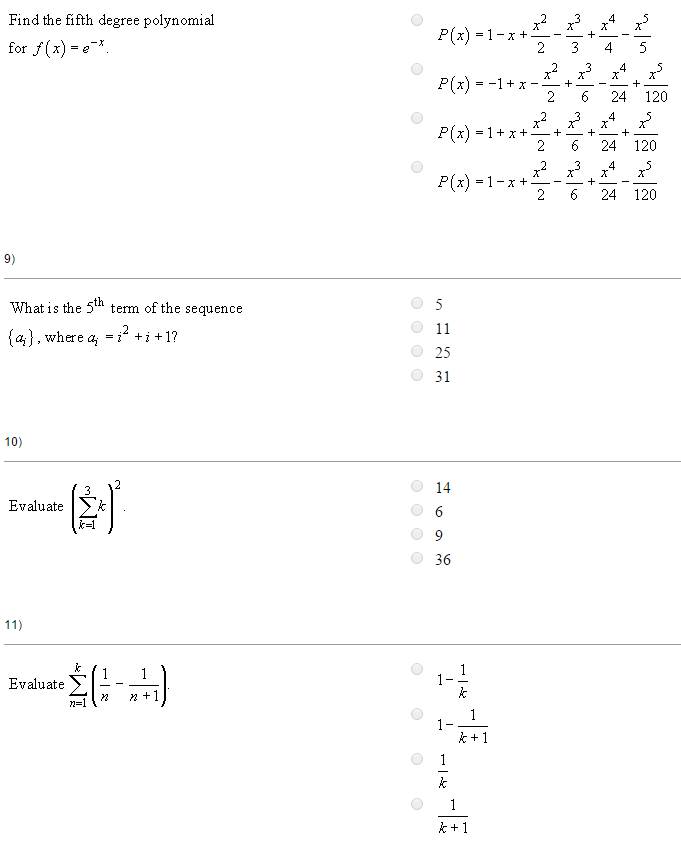 Solved Find the fifth degree polynomial What is the 5th term | Chegg.com