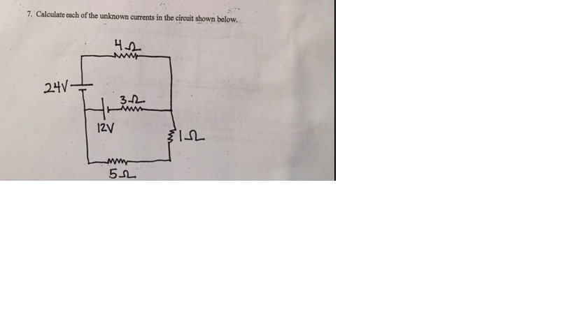 Solved Calculate each of the unknown currents in the circuit | Chegg.com