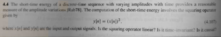 Solved 4.4 The short-time energy of a discrete-time sequence | Chegg.com