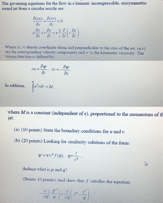 Solved fluid mechanics/ governing equation in a jet flow | Chegg.com