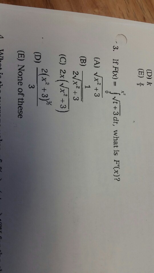 Solved If F(x) = Integral_0^x^2 squareroot (t + 3 dt),what | Chegg.com