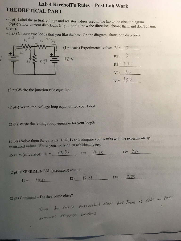 Solved 1 Write The Junction Rule Equation 2 Write The 