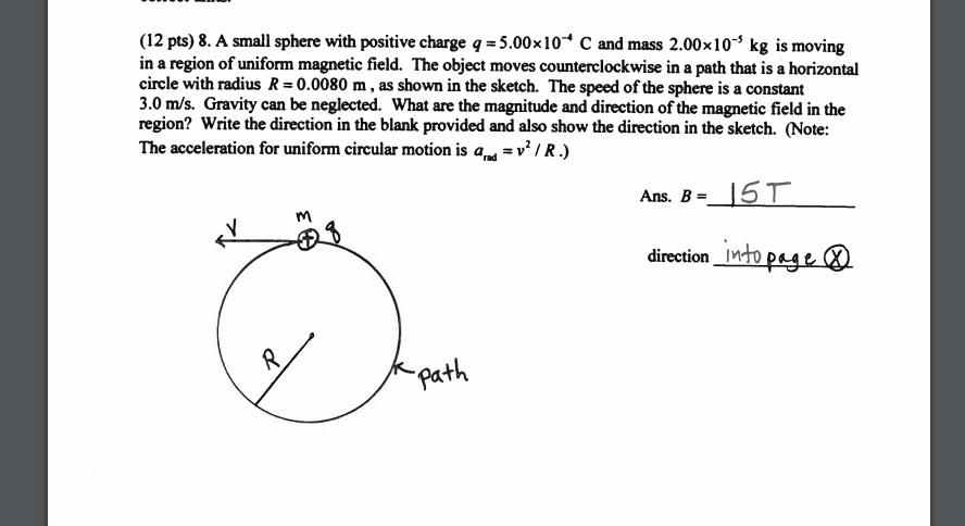 Solved A small sphere with positive charge q = 5.00 times | Chegg.com