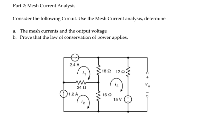 Solved Part 2: Mesh Current Analysis Consider the following | Chegg.com