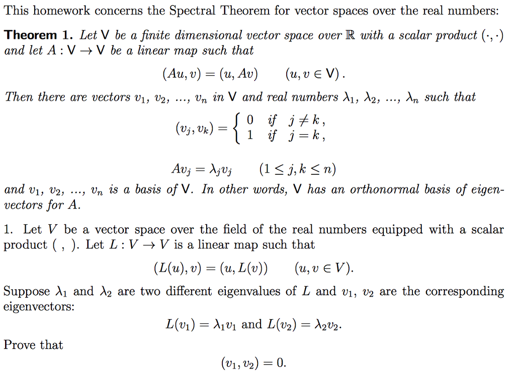 Solved This homework concerns the Spectral Theorem for | Chegg.com