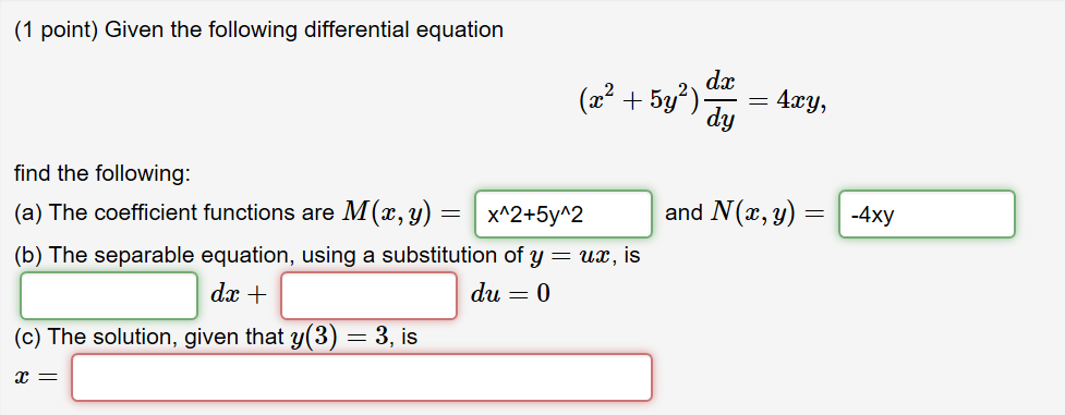 Solved Given the following differential equation (x^2 + | Chegg.com