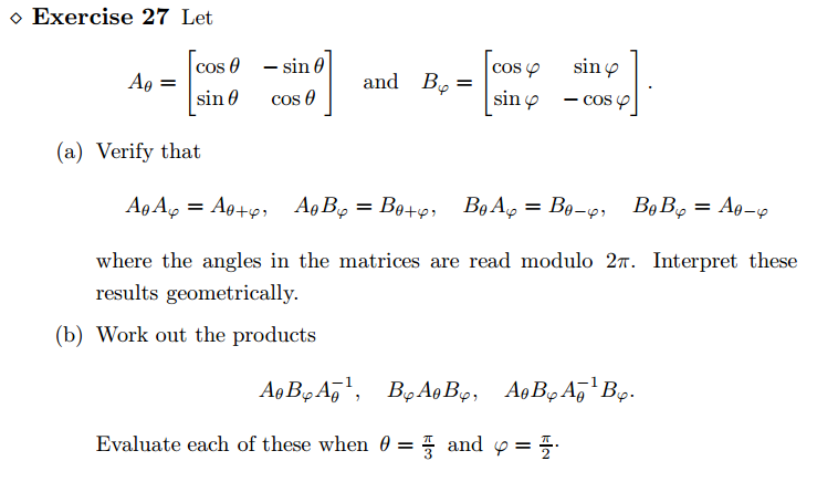 Let Verify that A theta A = A theta + A theta B = | Chegg.com