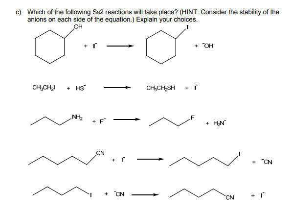 Solved Which of the following SN2 reactions will take place? | Chegg.com