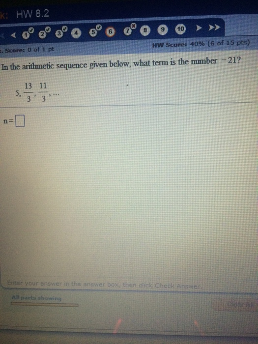 Solved In the arithmetic sequence given below, what terms is | Chegg.com