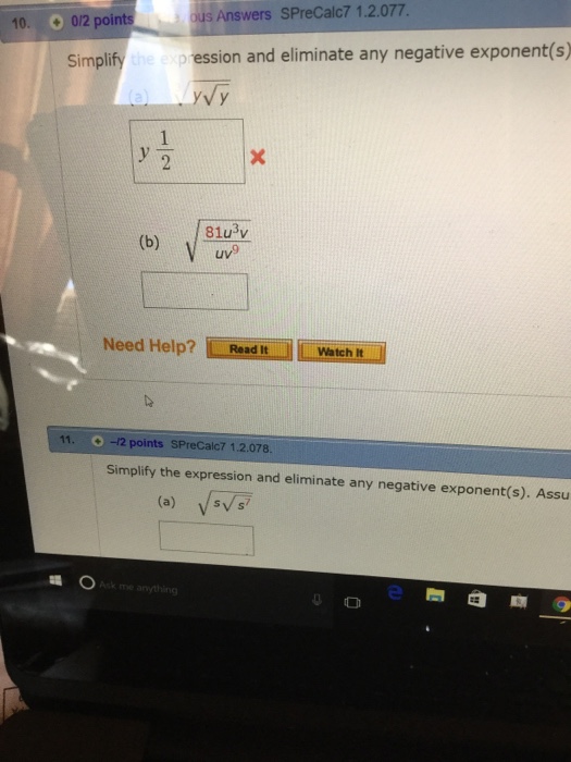 Solved Simplify the expression and eliminate any negative | Chegg.com