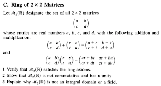 Solved C Ring Of 2 X 2 Matrices Let M 2r Designate The