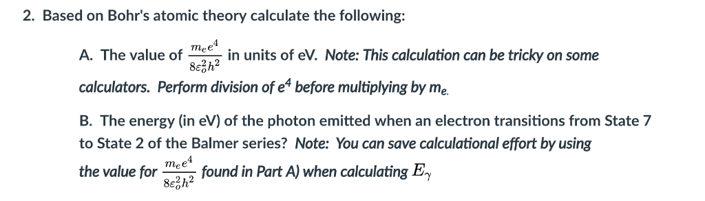 Solved Based on Bohr's atomic theory calculate the | Chegg.com
