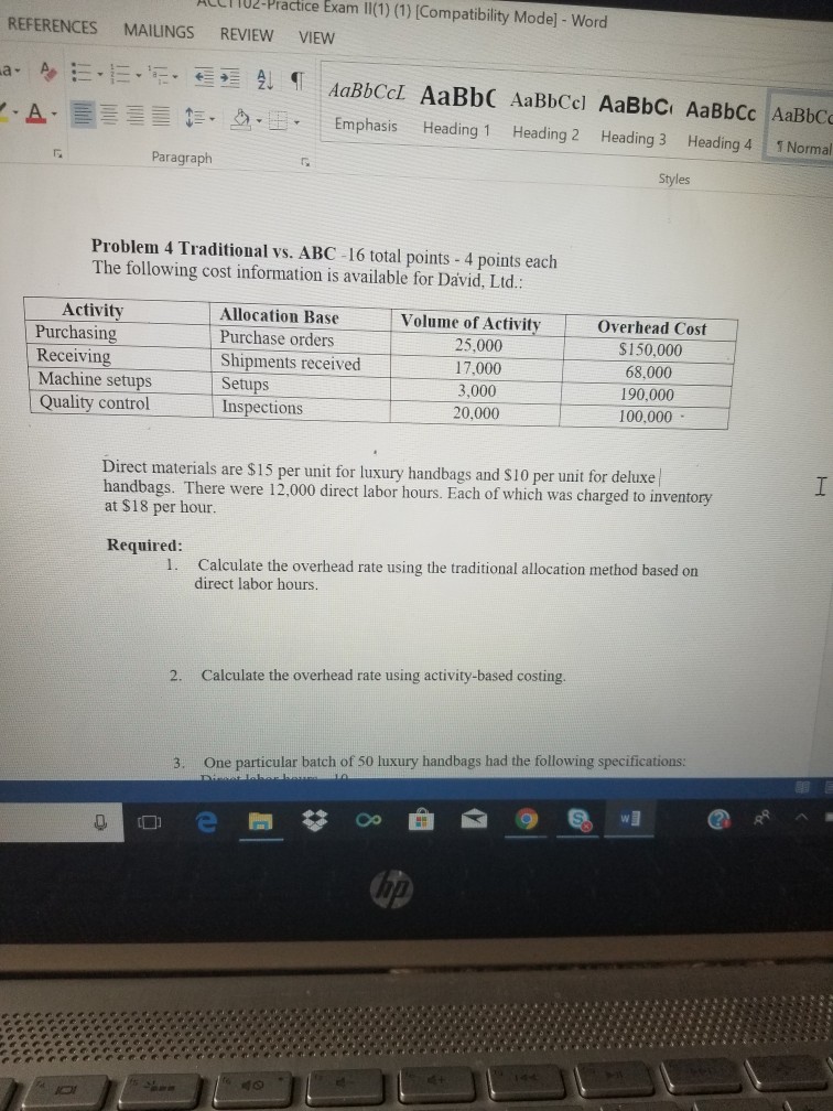 Solved Dauiblity Mode] -Word LES MAILINGS REVIEW VIEW | Chegg.com
