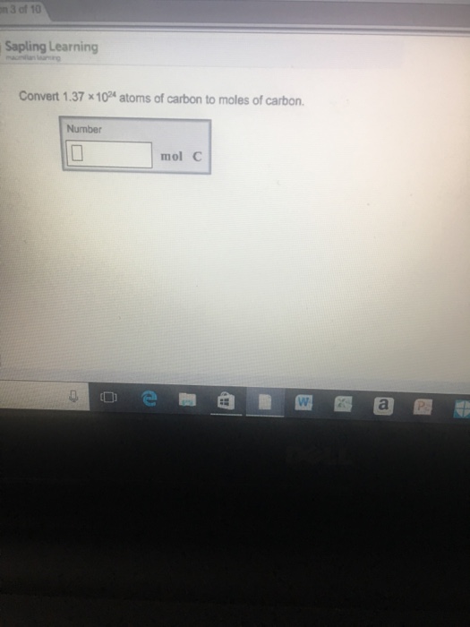 Solved Convert 1.37 times 10^24 atoms of carbon to moles of | Chegg.com