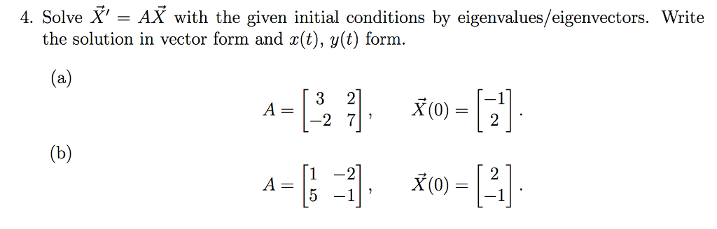 Solved Solve X' = AX with the given initial conditions by | Chegg.com Solved Solve X' = AX with the given initial conditions by | Chegg.com