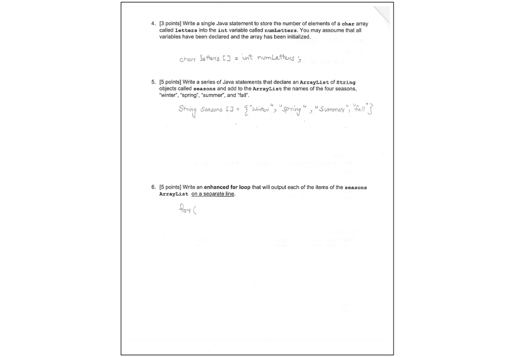 Solved Write a single Java statement to store the number of | Chegg.com