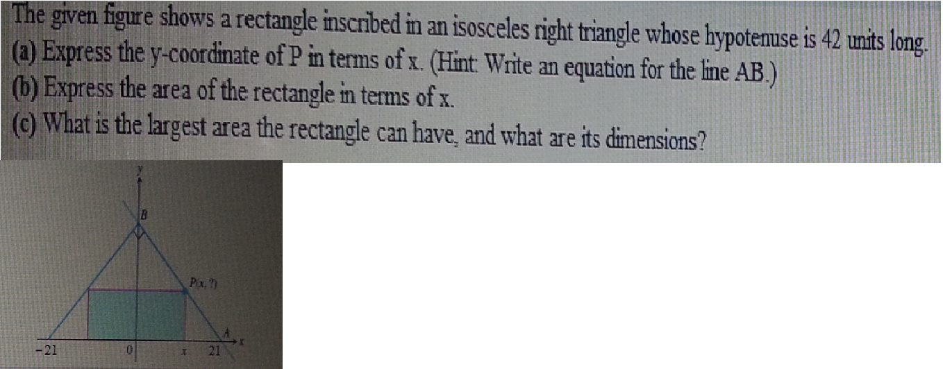 Solved The given figure shows a rectangle inscribed in an | Chegg.com