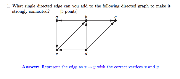 Solved 1. What single directed edge can you add to the | Chegg.com