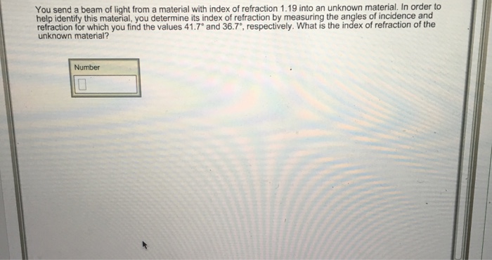 Solved You send a beam of light from a material with index | Chegg.com