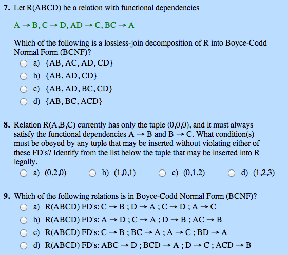 Solved Let R(ABCD) be a relation with functional | Chegg.com