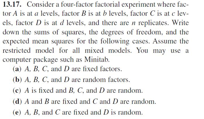 Consider a four-factor factorial experiment wher | Chegg.com