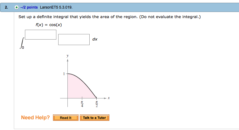 Solved Set up a definite integral that yields the area of | Chegg.com