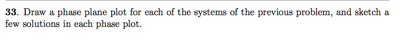 33. Draw a phase plane plot for each of the systems | Chegg.com