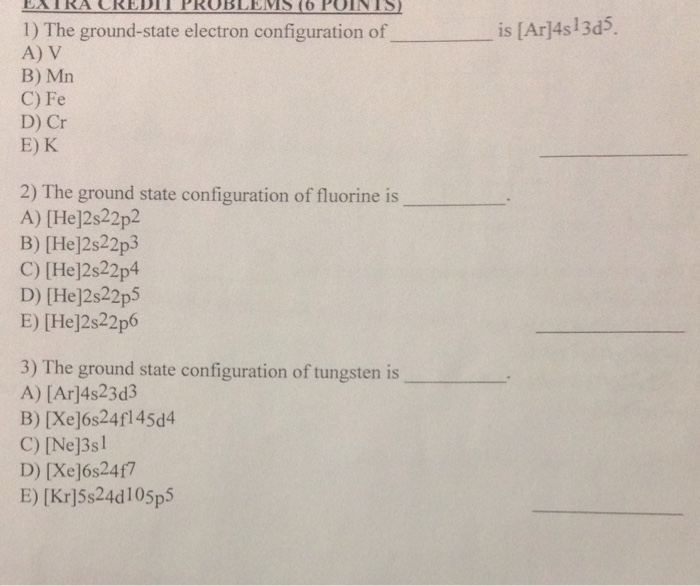 Solved TRA CREDIT PROBLEMS (6 POINTS 1) The ground-state | Chegg.com