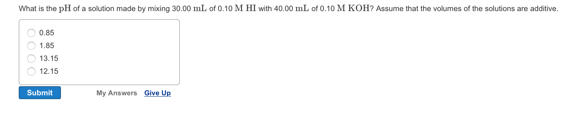 Solved What is the pH of a solution made by mixing 30.00 mL | Chegg.com
