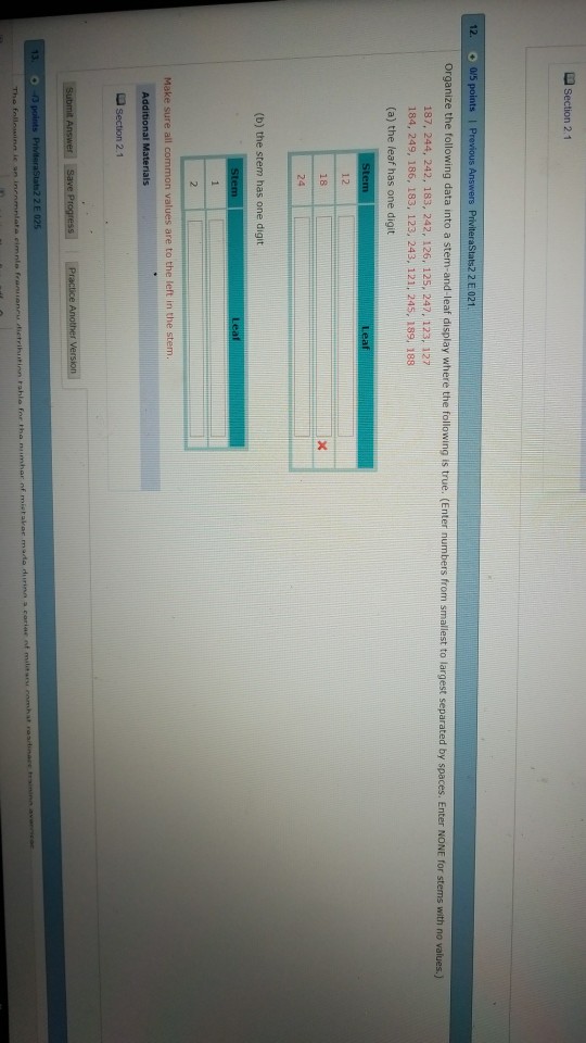 Solved Organize the following data into a stem-and-leaf | Chegg.com